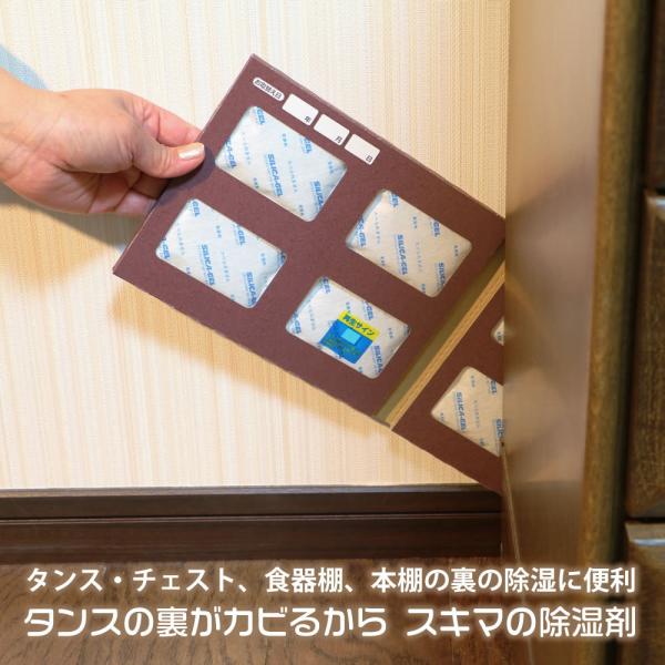 スキマの除湿剤 雨の日 押入れ除湿 湿気対策 梅雨対策 押入れカビ対策 カビ予防 クローゼット除湿 タンス チェスト 食器棚 BOOKタイプ 本棚の裏 厚み10mm  すきま用 繰り返し使える 再生サイン B型シリカゲル B形 1年除湿 タ...
