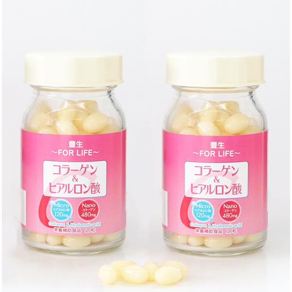 【送料無料】豊生 コラーゲン＆ヒアルロン酸 450mg×120粒　２個組 ◆ 栄養補助食品 サプリ 美容 健康 スクワレン コンドロイチン　お得　セット まとめ買い ポイント消費爆買