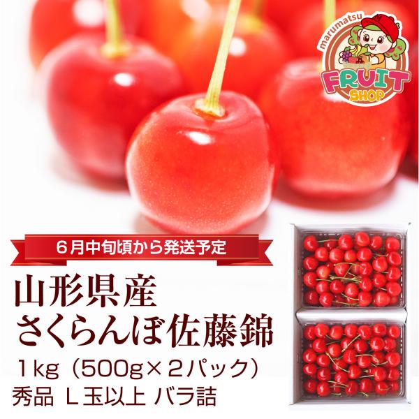 色着き、食べ応え共に満足いただける【秀品/Ｌ玉サイズ】をお届け♪日本一のさくらんぼの生産地山形県で採れたさくらんぼ佐藤錦。●産地：山形県●内容量：1kg（500g×2）/化粧箱入り●等級：秀　L以上●送料：無料　沖縄・一部離島は受付休止中で...
