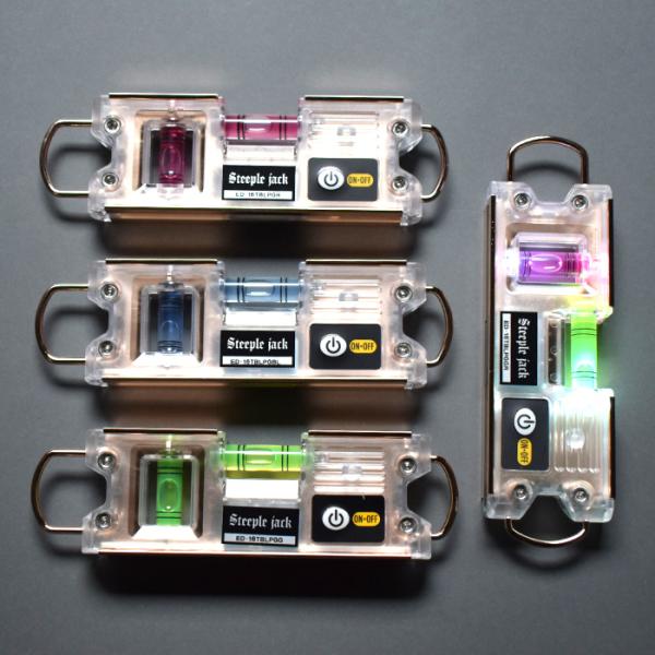 鳶レベル「暉」カガヤキサイズ(mm)：20x46.5x160スワオメッキ製【ピンクゴールドメッキ】V溝超強力マグネット付きLEDライト付き