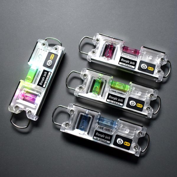 鳶レベル「暉」カガヤキサイズ(mm)：20x46.5x160スワオメッキ製【シルバーメッキ】V溝超強力マグネット付きLEDライト付き