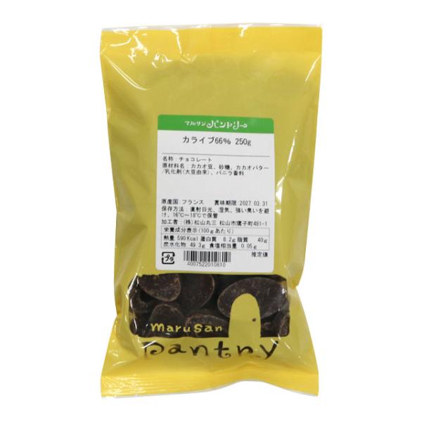 カカオ分：66％　糖分：34％カリブ諸島原産のカカオ豆「トリニタリオ種」を使った他には真似のできない最高級のセミスイートチョコレートです。豊かなショコラの風味とフルーツなどの香りに富んだバランスのとれたまろやかさが特徴です。ガナッシュや、風...