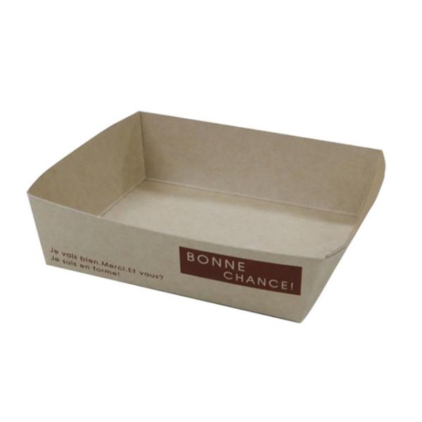 ナチュラルな雰囲気の紙製トレーです。ブラウニーなどを焼いて、そのままプレゼントにどうぞ！焼成にはもちろん、パンやお菓子、ファストフードなどの食品トレーとしても最適です。