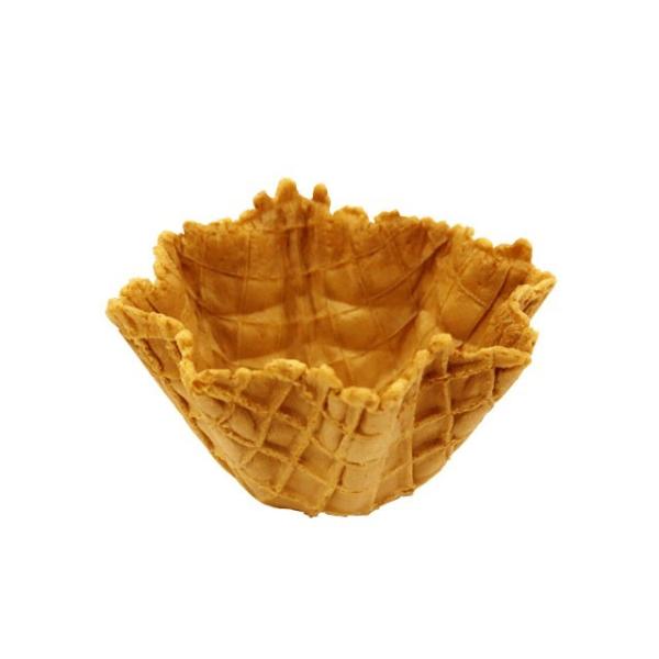 ボウル状のワッフルコーンです。冷たいデザートのお皿代わりとしてだけでなく、スイーツ作りにも役立つ「食べられるお皿」です！■製品規格全長：49mm　最大口径：107mm　容量：101cc60個■使用上の注意製品の風味を損なう為、高温多湿の場所...