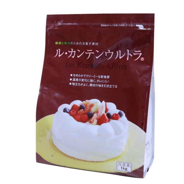 ル・カンテンウルトラの凝固力は通常の寒天の約1/20です。この柔らかさが、洋菓子に適した滑らかな食感を作ります。とろ〜り食感の洋菓子用寒天をぜひお試し下さい。80℃まで加熱すると溶解します。通常の寒天とは違い、沸騰させる必要はありません。ゼ...