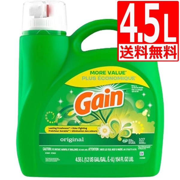 GAIN ORIGINAL DETERGENT 154 oz / 4550mlゲイン液体洗剤オリジナル154oz(4550ml)優れた洗浄力と爽やかな香りの大人気商品。ドラム式を含む全機種対応型の洗剤です。すべての色物や生地に使え、すべての...