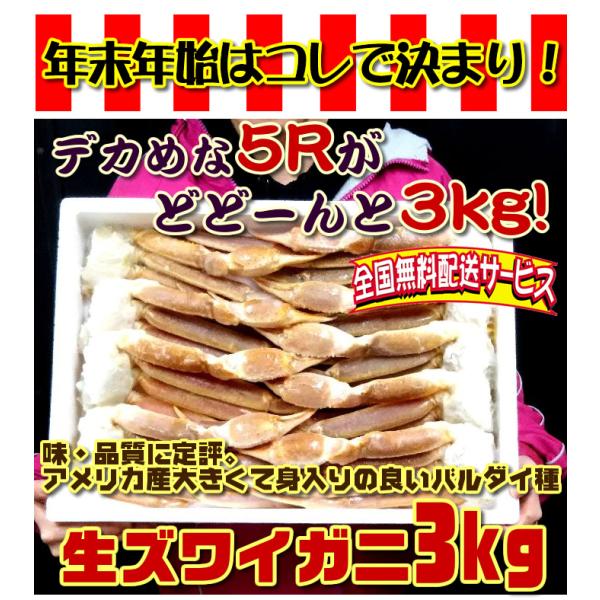 バルダイ種は、蟹本来のうまみがあり、身質もプリプリした蟹で美味しいです！殻つきの蟹は、調理に手間がかかりますが殻を剥いている製品よりウマいんです！【商品名】冷凍 生ズワイ蟹【原材料名】 ズワイ蟹【原料産地】 アメリカ又はロシア【内容量】 ３...