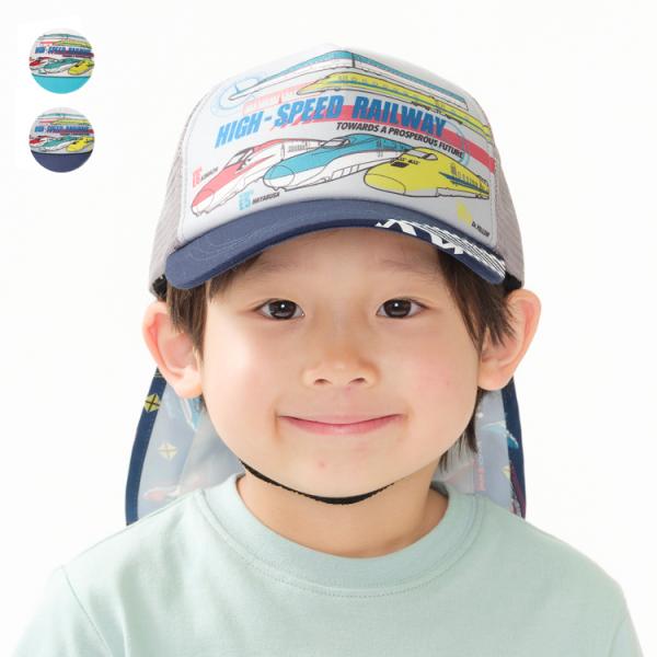 男の子が大好きな電車！ 毎シーズン大人気のJRコラボシリーズです！ JR東日本、ＪＲ東海、JR西日本商品化許諾済み商品です。 こまち、はやぶさ、ドクターイエローのプリント入り。 つばには線路のプリント入りのメッシュキャップ、帽子。 総柄の日...