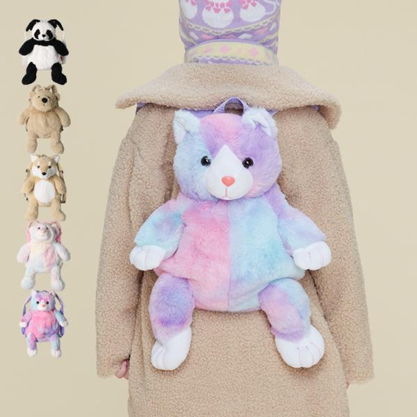 人気のパンダ、クマに加え柴犬とグラデ―ションのカラフルなカラーを使用したクマとネコが新登場。        子供が大好きなふわふわファー素材が可愛いリュック。 ギフトやプレゼントにもオススメ！ 【アイテム】雑貨 カジュアル お洒落 オシャレ...