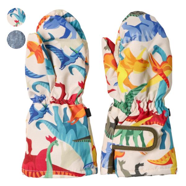 雪遊びに、外遊びに、寒い地域にぴったりなアイテムです！！ はっ水加工している表オックス素材のスノーグローブ、手袋、ミトンです！ 裏は薄手ボアとトリコット素材で暖か！ 手首部分の内側にゴムが入っていて、マジックテープで留められるので、風が入り...