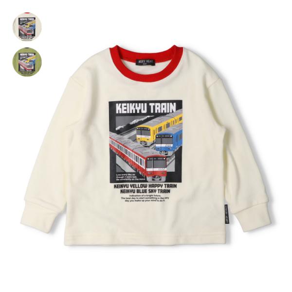 男の子が大好きな電車！ 京浜急行電鉄株式会社商品化許諾済み商品です。 赤い車体の新1000形、イエローハッピートレイン、ブルースカイトレインの車体の写真風のプリント入り。 秋から春まで長く着られる裏毛素材のトレーナー、スウェット。 【アイテ...
