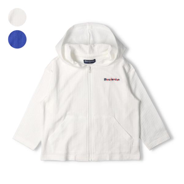 凹凸感のある格子柄ジャガード素材の前開きパーカー。 ＵＶカット加工付きの機能的なアイテムです。 胸にはmoujonjonのロゴの刺繍入り。 夏の冷房対策や日よけにもオススメ。 【アイテム】トップス  カジュアル お洒落 オシャレ かっこいい...