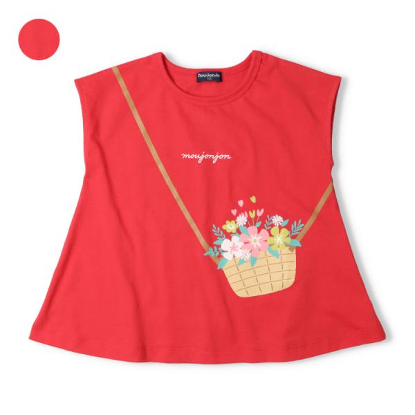 お花の入ったポシェットのプリントデザイン。 Aラインのシルエットも女の子らしいチュニックTシャツ。 【アイテム】トップス　シンプル ガーリー フェミニン カジュアル お洒落 オシャレ かわいい 可愛い 普段着 デイリーウェア お出かけ着 お...