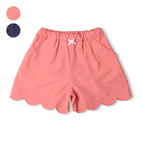 アウトドアや水遊びなどにも使える水陸両用アイテム。 裾スカラップデザイン。 ウエストには小さなリボンのモチーフ。 どんなアイテムとも合わせやすい３分丈ショートパンツ。 【アイテム】ナチュラル シンプル ベーシック フェミニン　ガーリー 無地...