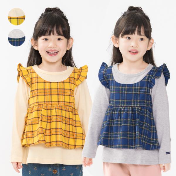 タータンチェック柄のチュニックとTシャツの重ね着風デザイン。 １枚でコーディネートが楽しめるアイテム。 素材違いで同じチェック柄のパンツ（M55004）もあるので、兄弟姉妹やお友達と男女でアイテム違いでペア、リンクコーデ、お揃い、おそろいコ...