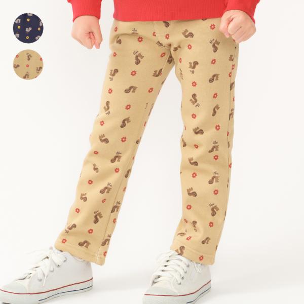 毎年大人気の爆温裏起毛、裏シャギー素材！ 裏起毛素材よりも裏の毛足が長いのが特徴です。 あったかく、柔らか素材、そして肌触りも良いのがポイント！ リスとお花の総柄プリント。 冬のお出かけにもオススメな暖か長パンツ、長ズボン。 【アイテム】ナ...