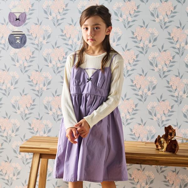 Tシャツとキャミワンピースのレイヤード風ワンピース。 Tシャツ部分はテレコ素材で、柔らかく着心地が良いです。 スカート部分の左側がプリーツの、アシンメトリーデザインになっています。 大人っぽいデザインで、1枚でトレンド感あるスタイルの出来上...