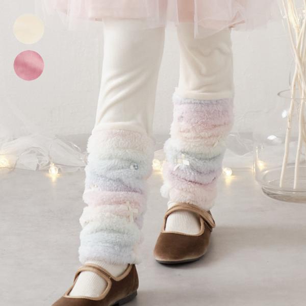 裏起毛のベロア素材の暖かレギンス、スパッツ。 リボンやキラキラのハートのモチーフが付いたもこもこボアの裾切替デザイン。 【アイテム】ナチュラル シンプル ベーシック フェミニン　ガーリー 無地 カジュアル お洒落 オシャレ かわいい 大人可...