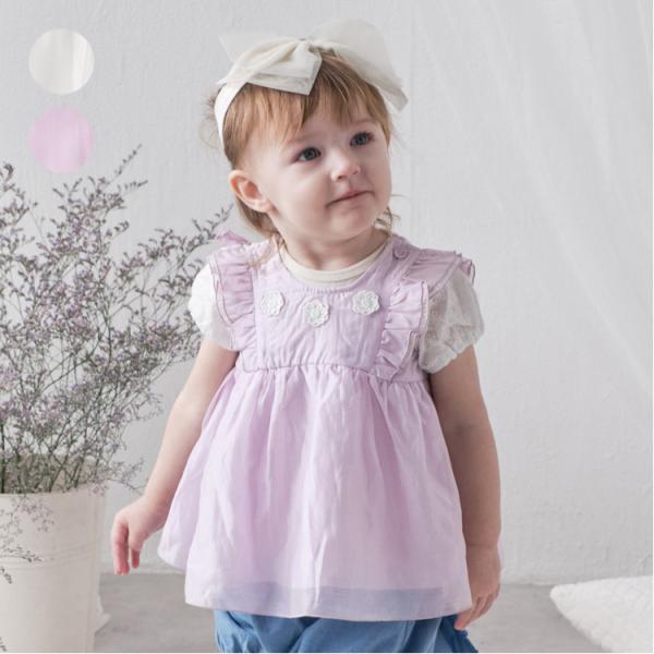 柔らかなボイル生地の上品なチュニック。 裏地はベビーにも優しい綿100％のローン素材を使用しています。 ふんわりと広がるフレアなシルエットとお花のモチーフが華やかな１枚。 インナーを変えて長く着れるので、ギフトやプレゼントにもオススメ！ 特...