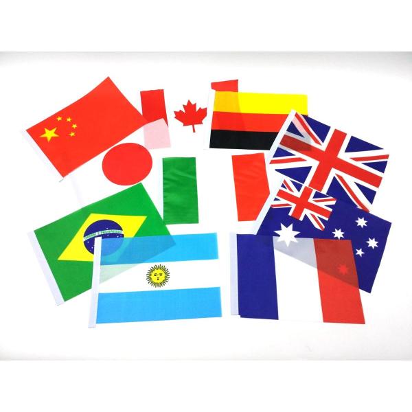 20カ国の国旗 ミニフラッグ 旗世界20カ国の国旗が揃ったミニフラッグセットです。各国の特徴的なデザインで、国際イベントや学校行事、店舗ディスプレイなどに最適です。・商品詳細サイズ：8号サイズ（約21cm X 14cm）素材：ポリエステル製...