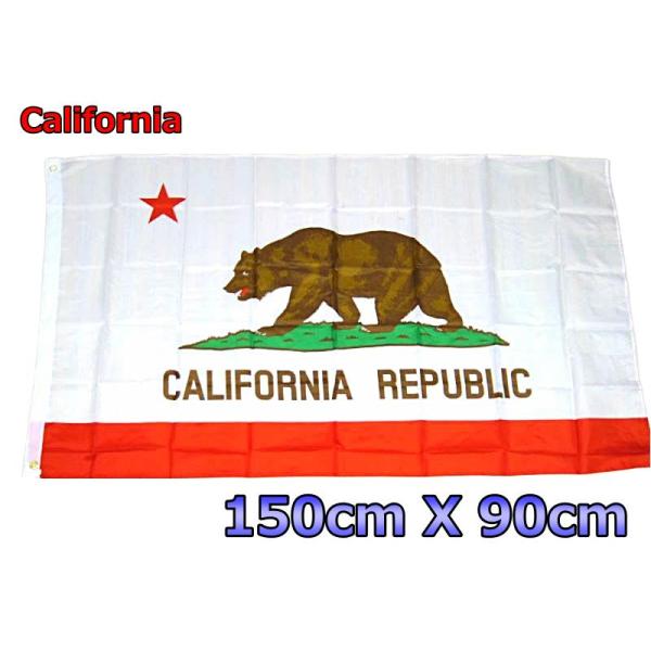 カリフォルニア州旗 大型フラッグ CAサイズ：4号サイズ（約147cm X 85cm）素材：ポリエステルカリフォルニア州旗は、1911年に正式に制定されています。旗はすでに絶滅したカリフォルニア・グリズリーがデザインされています。カリフォル...