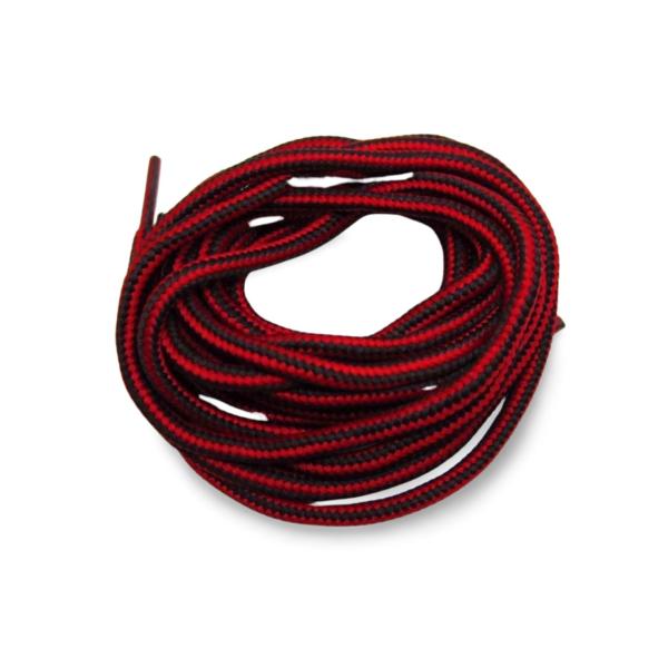 靴紐 シューレース 丸タイプ ライン入り 黒赤 150cm 1足分2本セット・商品詳細カラー：黒赤長さ：約150cm（ハイカットスニーカー向け）直径：約0.4cm素材：ポリエステル内容：1足分（2本セット）・特徴高い耐久性としっかりしたホー...