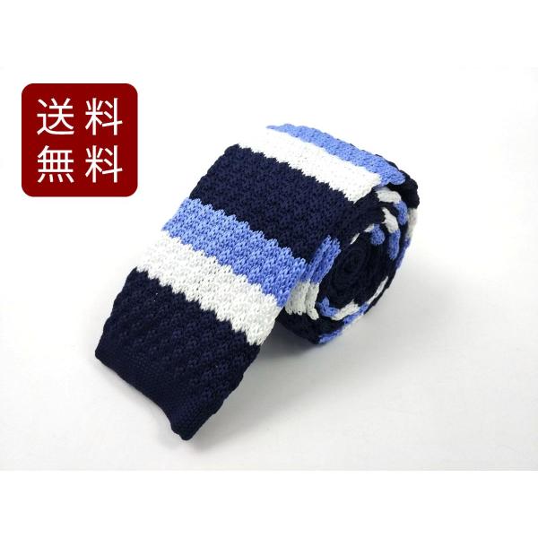 ニットタイ ナローネクタイ ボーダーカラー：ブルーXホワイトサイズ：全長約148cm最大幅：約6cmパッケージはありません。保管時や輸送費に折り皺等が付く場合がありますので、アイロン前提でご購入ください。