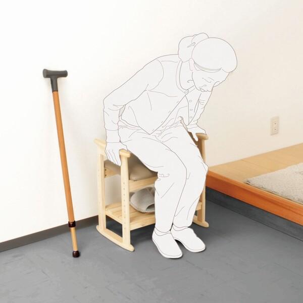 【発売日：2025年11月21日】肘付スツール 玄関ベンチ W-5H玄関ベンチとしても便利な肘付きスツールです。棚板がついているので、靴やスリッパなどを収納することができます。畳の上でも使用できる、畳ずりタイプの脚になっています。組立時に座...