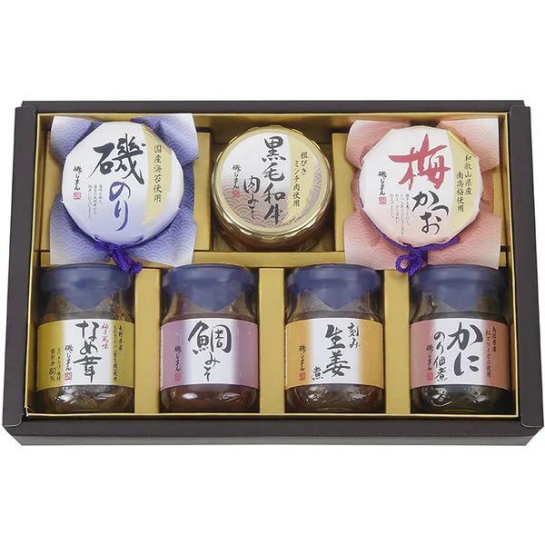 【発売日：2025年05月24日】磯じまん ご飯のお供瓶詰磯のり・梅かつお・黒毛和牛肉みそ　 ギフト対応可四季折々の海の幸、山の幸を風味豊かな佃煮にしました。ご飯のお供へ、丹精込めたびん詰めの詰合せです。サイズ:290×185×65mm（パ...