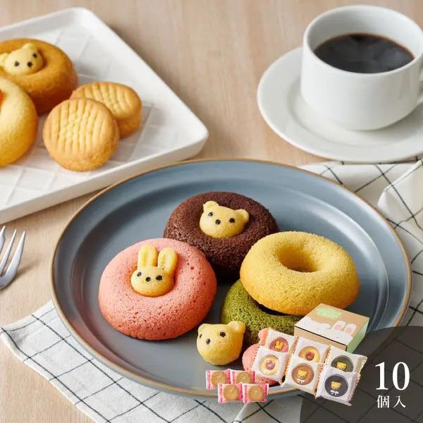 【発売日：2026年03月08日】アニマルドーナツ＆焼菓子セットＡ ギフト対応可うさぎとくまのほっこりドーナツ。焼菓子専門工房で作る国産小麦１００％の焼きドーナツ。真ん中から動物たちがひょっこり顔を出した愛嬌のある見た目は、食べるのがもった...