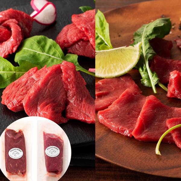 【発売日：2025年05月24日】ふじ馬刺し ヒレ ロース赤身セット ギフト対応可 赤身の最高級部位ヒレとロースの食べ比べセットです。 馬刺しの本場熊本の自社牧場育ち、自社加工の新鮮な馬刺しです。そのなかでも赤身の最高級部位ヒレは一番柔らか...