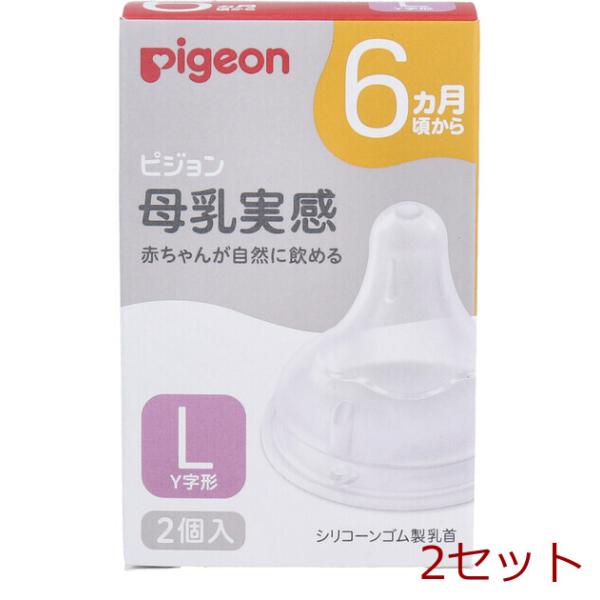 【発売日：2025年07月24日】ピジョン 母乳実感乳首 6ヵ月頃から Lサイズ Y字形 2個入 2セット赤ちゃんが生まれながらに持つ自然な口の動きで飲むことができるます。いつでもおっぱいと併用しやすく、安心して母乳育児を続けられます。赤ち...