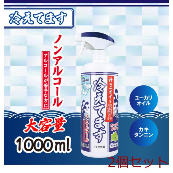 【発売日：2025年08月13日】超消臭 冷えてますスプレー ノンアルコールタイプ 1000mL 2個セット汗のニオイを超消臭衣類にシュッ！ニオイも暑さもこれ一本！・ミント香るスーッとした冷涼感。・衣類についた汗のニオイを消臭。・通勤・通学...