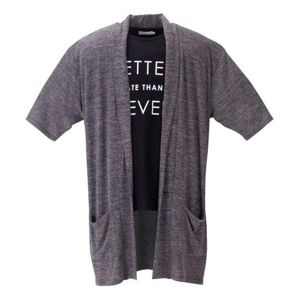 【発売日：2024年02月25日】大きいサイズ launching pad 甘編み杢天竺五分袖コーディガン+半袖Tシャツ 3L 4L 5L 6L MC842532-38597 ラッピング可コーディガン+半袖Tシャツです。コーディガン：サイド...