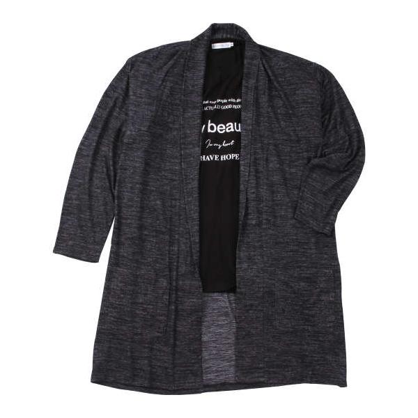 【発売日：2024年11月13日】大きいサイズ launching pad 表起毛天竺長袖コーディガン+半袖Tシャツ 3L 4L 5L 6L MC843462-83085 ラッピング可コーディガン+半袖Tシャツです。【素材】ストレッチ素材入...