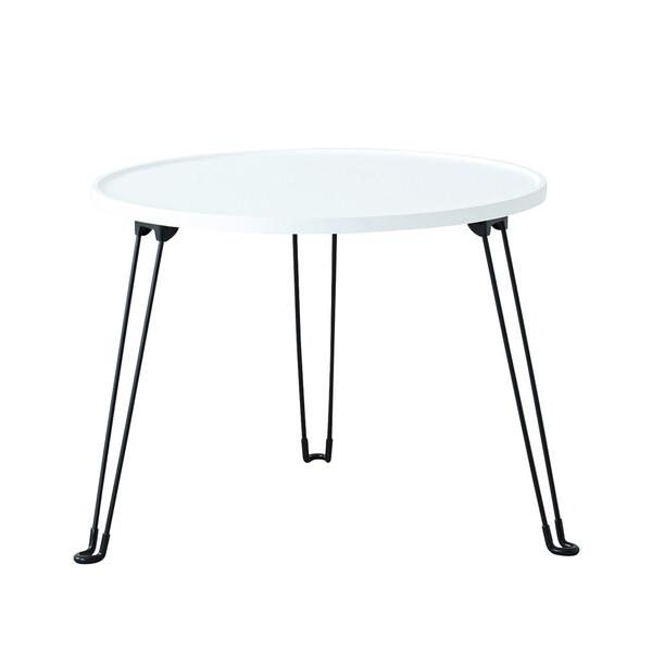 【発売日：2024年11月20日】セカンドサイドテーブル６０ 机 折りたたみ 折れ脚 軽量 フラワースタンド ソファサイドモノトーンのコントラストがお部屋をモダンに演出するサイドテーブル真っ白なホワイト天板にブラックの脚を組み合わせることで...