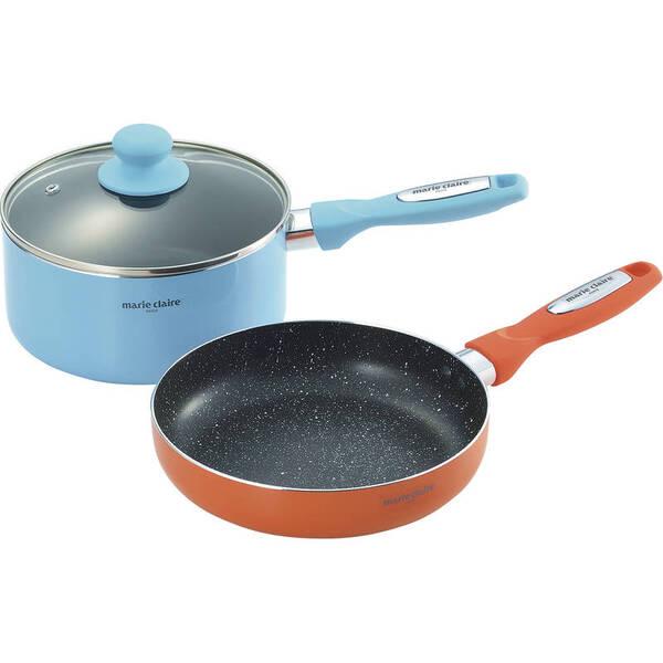 【発売日：2025年02月05日】マリ クレール カラーズ アルミ片手鍋18cm&amp;フライパン20cm MC 076R ギフト対応可マリ・クレール カラーズ アルミ片手鍋18cm＆フライパン20cm MC-076R内面はマーブルフッ素...