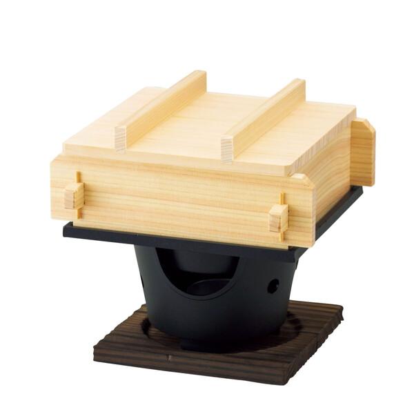 【発売日：2025年07月03日】檜 角蒸ミニセイロ水入用美コンロセット 大水入、用美アルミコンロ（火皿付）、敷板をセットした商品です。セイロ内約14.5×14.5×H4.5cm■生産地：日本■素材・成分：檜、アルミ注意事項※食器洗浄機、電...