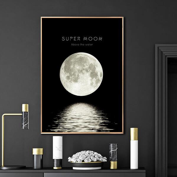 【発売日：2024年07月11日】アートポスター A4 miimSUPER MooN スーパームーン 月 満月 海アートプリント 高級印画紙 PO48【しっとり風合いアートプリント】紙表面に微細な凹凸があるので指紋が付きにくい「微粒面マット...