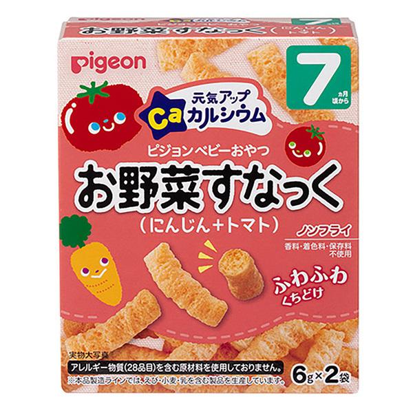 【発売日：2025年06月02日】ピジョン ベビーおやつ 元気アップカルシウム お野菜すなっく にんじん+トマト 6g×2袋入おいしく、楽しく、発育に必要な栄養を補える、ベビーおやつです。お子様の手のひらや指先にあわせたサイズ。手づかみ食べ...