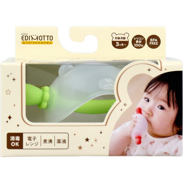 【発売日：2026年03月11日】エジモット エジソンママ にぎにぎはがため ベビーベア グリーンシリコン素材100%BPA Free・グローブタイプ：指しゃぶりを防止し滑り落ちる心配も少ない。・カーブ形状：手の小さなお子さまでも握りやすい...