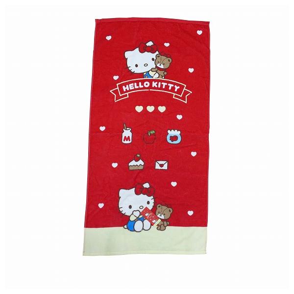 ◎ハローキティーのバスタオルです。◎素材は綿100％。優しい肌触りのシャーリング。-----------------------------【サイズ】 60cm×120cm 【品質】 綿100％ ----------------------...