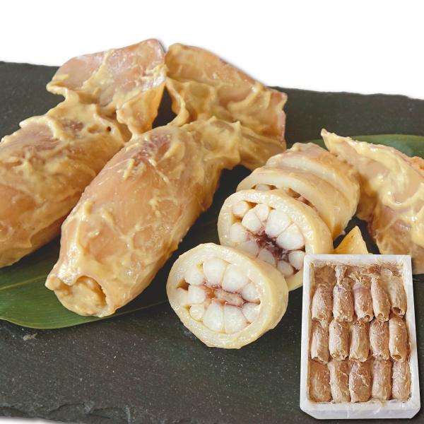 新鮮なイカを、鮮度を逃さずすぐに加工し、やわらかく茹で上げて使用。国産の熟成期間の異なる３種類の粕をブレンドした特製の粕床に丸ごと漬け込み、約2か月かけてじっくり熟成させました。酒粕は甘い味付けで上品な香り。イカ本来の旨味がしっとりと染み込...