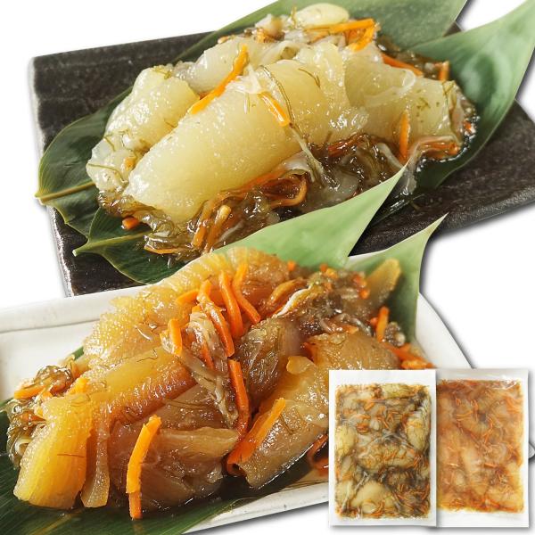 プリプリとした食感の大きめの数の子を贅沢に使用し、昆布・イカ・人参とともに、旨味と粘りのある松前漬けに仕上げた逸品です。製造は伝統の味づくりにこだわる北海道函館。醤油ベースのコクのある味付けの黒造り松前漬けと、白醤油ベースのまろやかな味付け...