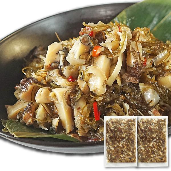 コリコリとした食感が魅力のツブ貝を贅沢に使用し、食べやすくカット。数の子・昆布・イカ・人参とともに、旨味と粘りのある松前漬けに仕上げました。白醤油をベースにまろやかで奥深い味付けを施し、素材の風味をしっかりと引き立てています。製造は、伝統の...