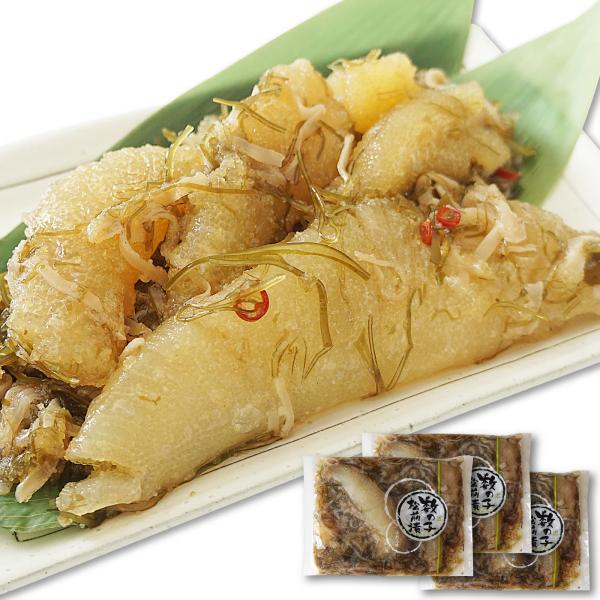 大きめのプリプリ数の子をふんだんに使い、松前漬けの粘りに「がごめ昆布」と、旨味に国産イカのスルメをたっぷりと使用し白醤油に漬け込んだ、旨味と食感にこだわった高級海鮮珍味。内容量300g×3袋 原材料数の子（ロシア産）、するめ（国内産）、真昆...