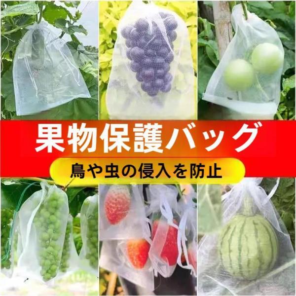 高品質！果物袋 保護ネット 防虫 ネット 25枚入 果樹用防鳥ネット ブドウ袋 ぶどう袋 通気性 メッシュ 巾着 結びやすい 種入れ 鳥よけ網 鳥よけ