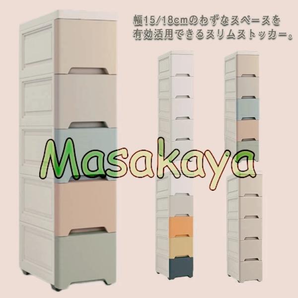 5段/幅15cm　横幅15cm*奥行33cm*縦82cm5段/幅18cm　横幅18cm*奥行33cm*縦82cm幅15cm引き出し内寸：幅11*奥行28*高さ13cm幅18cm引き出し内寸：幅14*奥行31*高さ14cm※サイズ表の実寸法は...