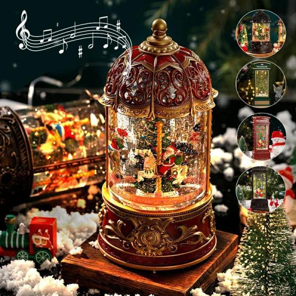 スノードーム クリスマスオルゴール メリーゴーランドオルゴール クリスマスツリースノーグローブ LEDライト内蔵 8曲自動ループ クリスマスプレゼント