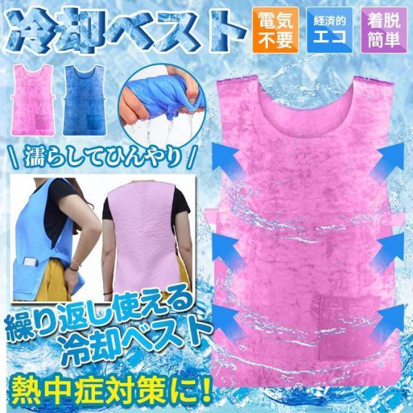 ひんやり 冷却 ベスト メンズ レディース 冷感  熱中症 猛暑対策 冷却服 ひんやりグッズ 保冷 工事現場 工場内 屋外 スポーツ 大きいサイズ クールダウン 熱中症対策に zhilu01【サイズ】61×40cm【カラー】ブルー、ピンク【...